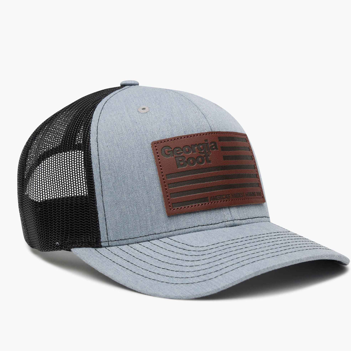 Georgia Boot Unisex Grey Leather Patch Trucker Hat
